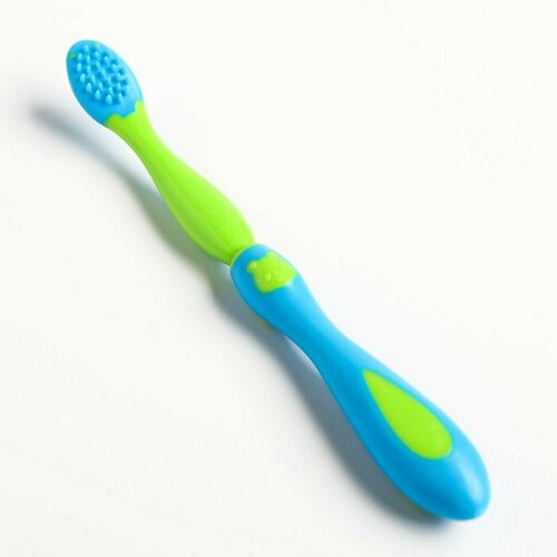 Детская зубная щетка-массажер с силиконовыми щетинками, от 6 мес, цвет зеленый/голубой (комплект из 11 шт)