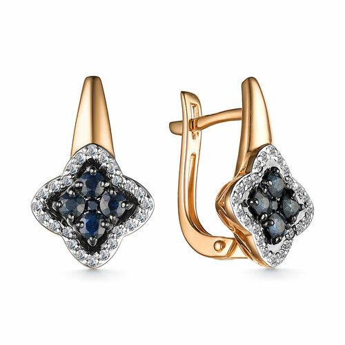 Серьги Diamant online, золото, 585 проба, сапфир, бриллиант