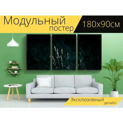 Модульный постер "Трава, лес, тайна" 180 x 90 см. для интерьера