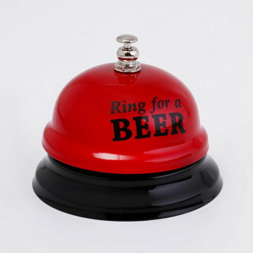 Звонок настольный "Ring for a beer", 7.5 x 7.5 x 6 см, красный