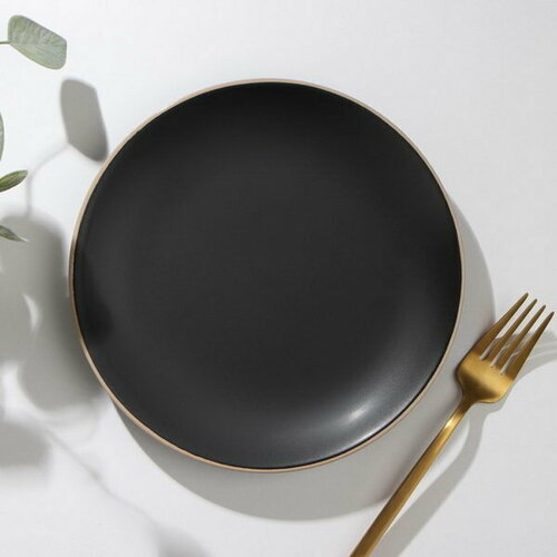 Тарелка керамическая десертная "Ваниль", d=19.5 см, цвет чёрный