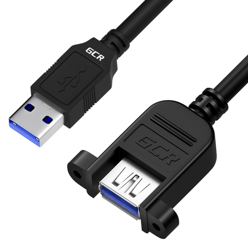 Удлинитель Gcr 3.0m USB 3.0 (USB 3.2 Gen 1), AM/AF крепление под винт, 5 Гбит/с, черный, -54570