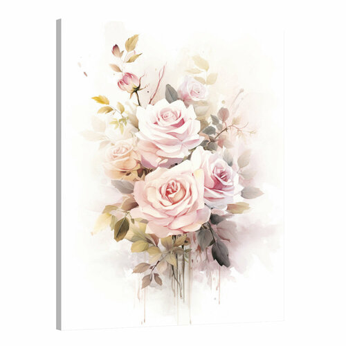 Интерьерная картина 50х70 "Розы в нежности"