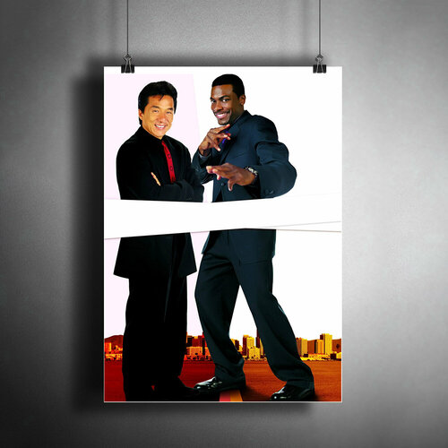 Постер плакат для интерьера "Фильм: Час пик. Rush Hour. Актёры Джеки Чан, Крис Такер" / Декор дома, офиса, комнаты, квартиры A3 (297 x 420 мм)