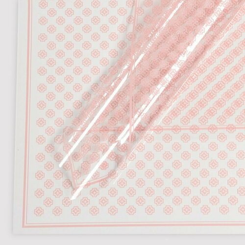 Пленка для цветов глянцевая, "Цветочный орнамент", 58х58см, розовый (комплект из 80 шт)