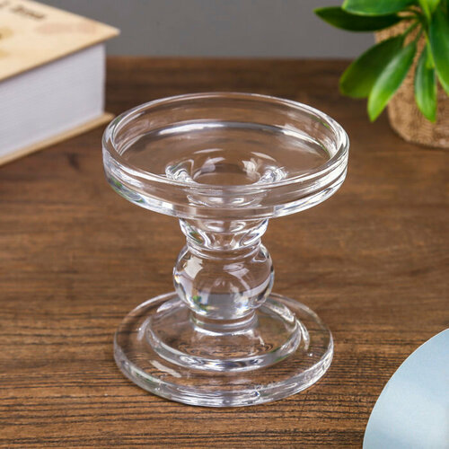 Подсвечник стекло на 1 свечу "Креманка" прозрачный 8,5х8,5х8,5 см (комплект из 4 шт)
