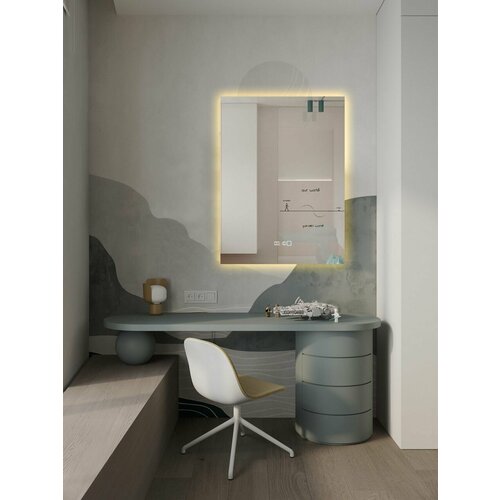 Зеркало для ванной с часами Qwerty 140*90 вертикальное с тёплой LED-подсветкой