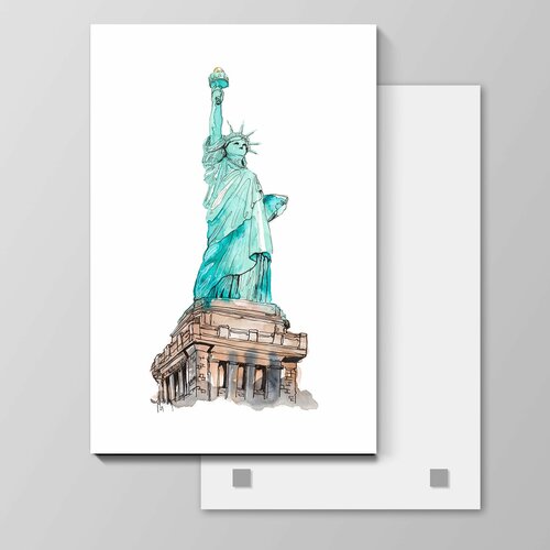 Картина на стекле - "Акварель Статуя Свободы" размер 75-50 см