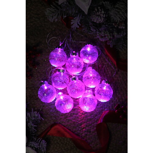 Гирлянда новогодняя "Большие шарики" 5м 10 ламп Розовый