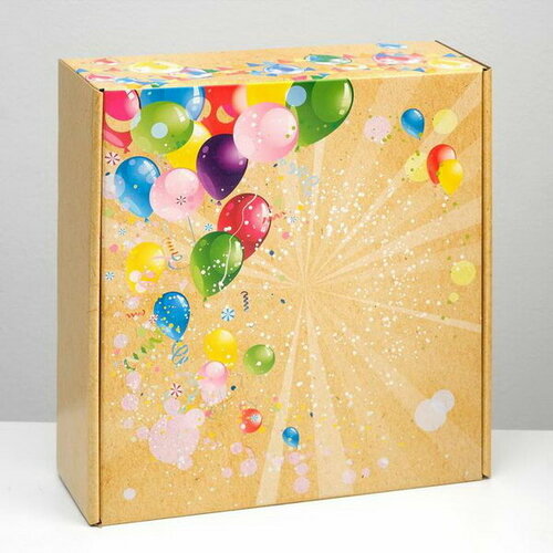 Подарочная коробка "С шариками", крафт, 28.5 x 9.5 x 29.5 см, 5 шт.