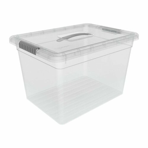 Ящик для хранения вещей с крышкой и защелкой box 21л (прозрачный)