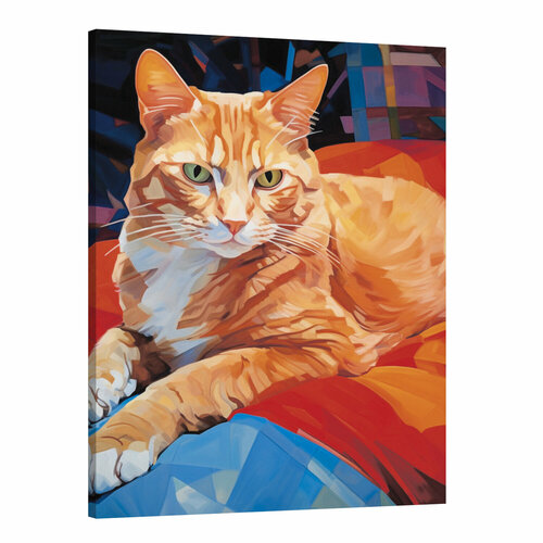 Интерьерная картина 50х70 "Кот в цветной мечте"