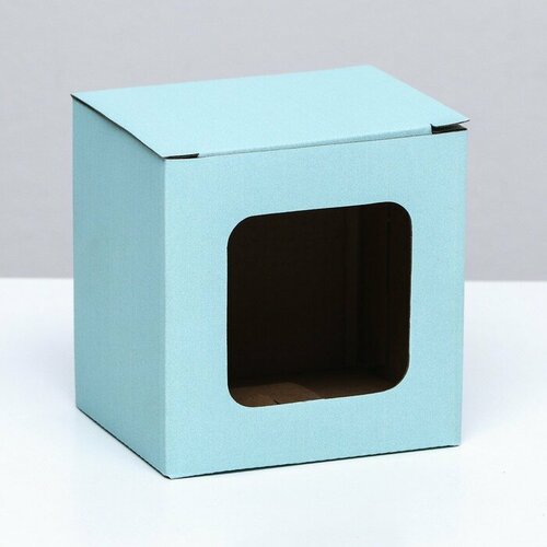 Коробка под кружку, с окном, голубая 12 х 9,5 х 12 см (10 шт)