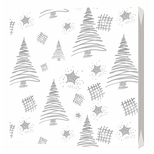 Салфетки бумажные новогодние Bgreen Ёлочки 3 слоя, 33х33см, 20 штук, серебро