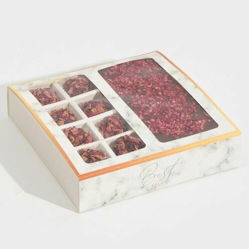 Коробка под 8 конфет и шоколад с ячейками, кондитерская упаковка, «Мрамор» 18 х 18 х 4 см (комплект из 15 шт)