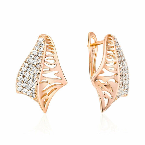 Серьги XUPING JEWELRY Фигурные серьги с фианитами, фианит, размер/диаметр 20 мм, золотой