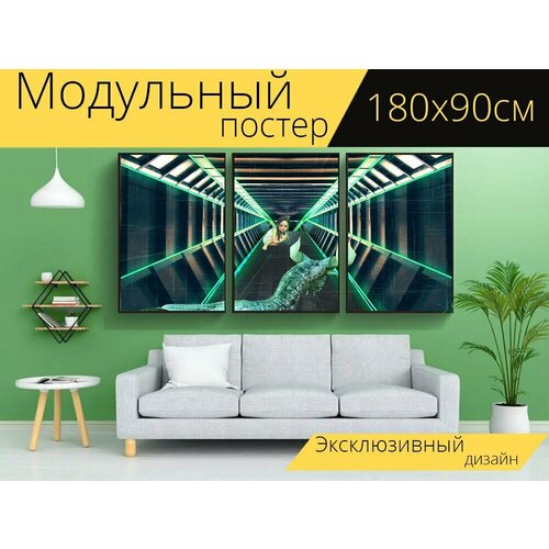 Модульный постер "Потерянный, туннель, пространство" 180 x 90 см. для интерьера