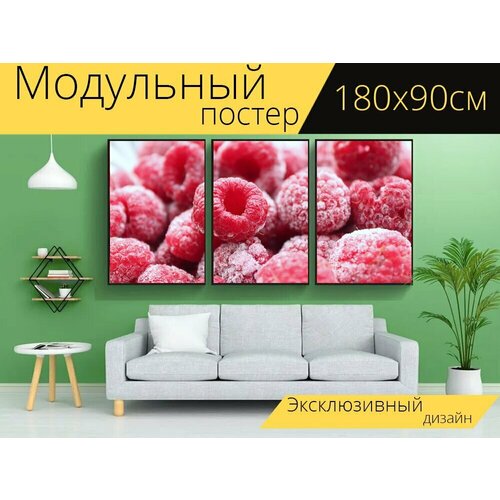 Модульный постер "Малина, оболочка, фрукты" 180 x 90 см. для интерьера