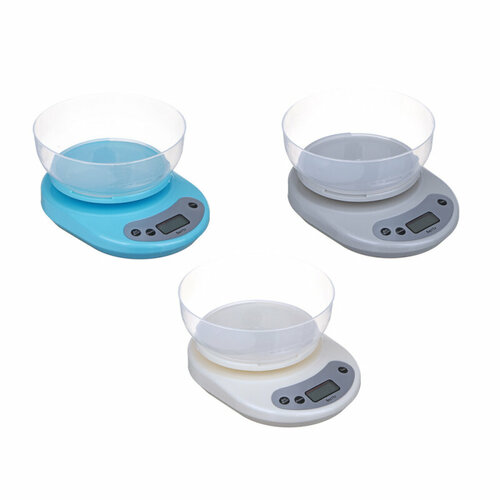 Весы кухонные Vetta электронные, ЖК-дисплей, овая чаша 1л, нагрузка до 5кг (в ассортименте) (487-002)