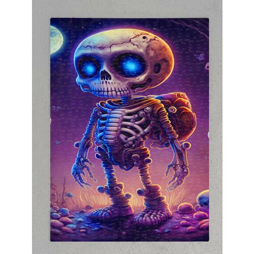 Постер-пазл неразборный 120 деталей А4 Хэллоуинский скелет