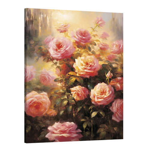 Интерьерная картина 50х70 "Розы в звуках музыки"