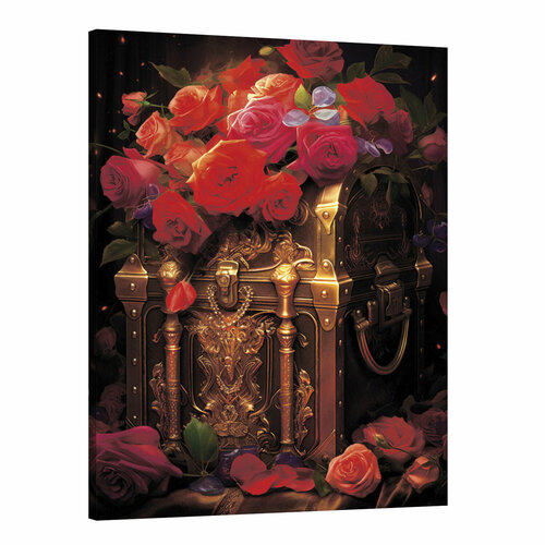Интерьерная картина 50х70 "Розы в сокровищах"