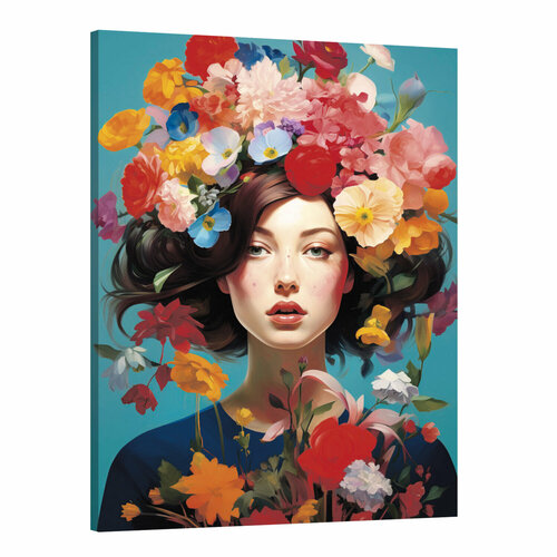 Интерьерная картина 50х70 "Девушка в цветах"