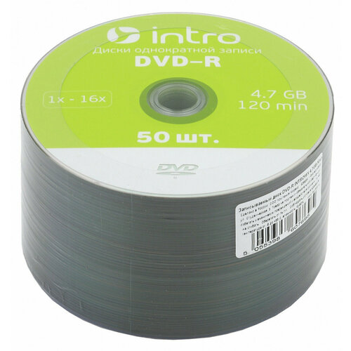 Intro Диск DVD-R Intro 4.7Gb 16x Bulk, 50шт (UL130273A1B)