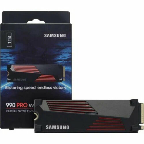 Твердотельный накопитель Samsung SSD 990 PRO, 1000GB, M.2(22x80mm), NVMe 2.0, PCIe 4.0 x4, V-NAND TLC, R/W 7450/6900MB/s, IOPs 1 200 000/1 550 000, DR