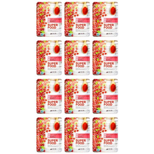 Eyenlip beauty Маска на тканевой основе с экстрактом терпкой вишни Super Food Mask Tart Cherry 23 г - 12 штук