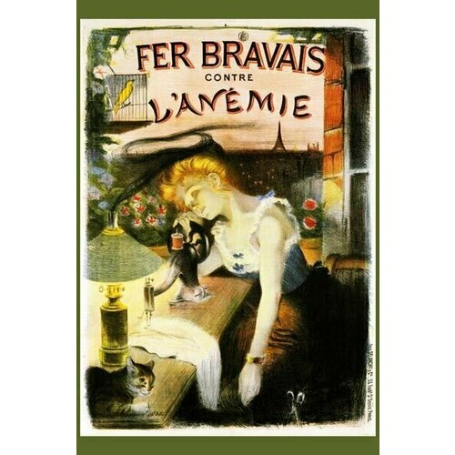 Плакат, постер на бумаге иностранный Fer Bravais contre LAnemie. Размер 42 х 60 см