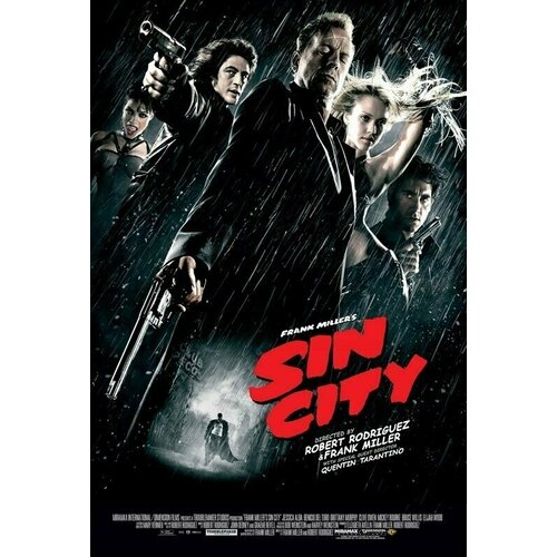 Плакат, постер на бумаге Город грехов (Sin City), Фрэнк Миллер, Роберт Родригес, Квентин Тарантино. Размер 42 х 60 см