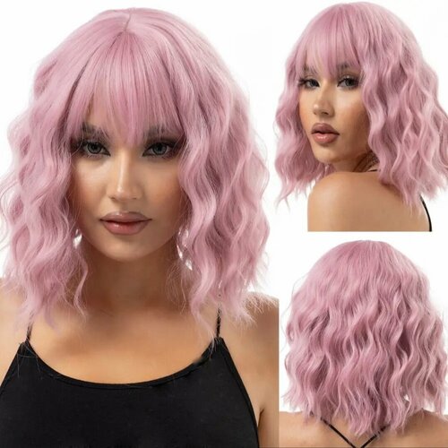 Розовый парик "Удлиненное каре" от бренда Othe