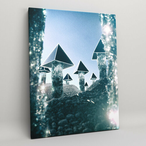 Картина на холсте (интерьерный постер) "Летающие пирамиды" арт, с деревянным подрамником, размер 30x40 см