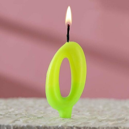 Свеча для торта цифра "Люминесцентная", 5,5 см, цифра "0" (комплект из 15 шт)