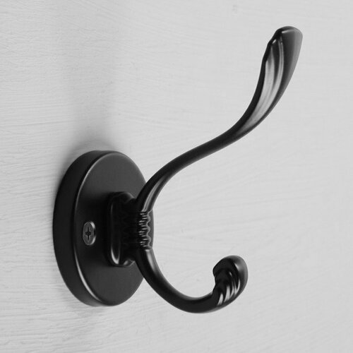 Крючок мебельный CAPPIO GRACE, двухрожковый, цвет черный (комплект из 9 шт)