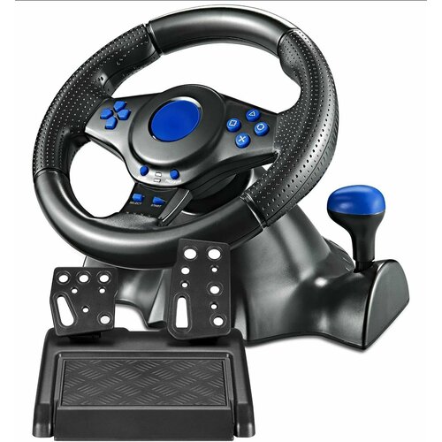 Игровой руль GT-V7 для компьютера , мультиплатформенный / Гоночный симулятор вождения с педалями и рулём