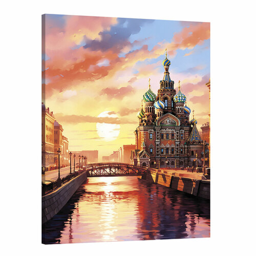 Интерьерная картина 50х70 "Закат в Питере"