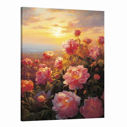 Интерьерная картина 50х70 "Пионы: цветочное волшебство"