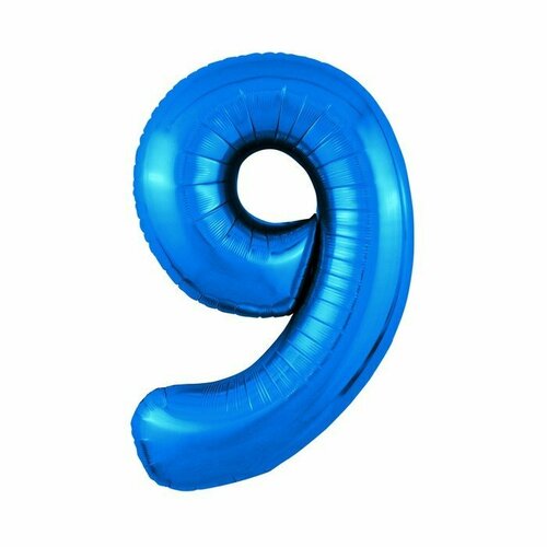 Шар фольгированный 40" «Цифра 9», цвет синий Slim (комплект из 6 шт)