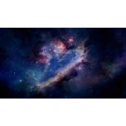Картина на холсте 60x110 LinxOne "Вселенная космос тьма" интерьерная для дома / на стену / на кухню / с подрамником