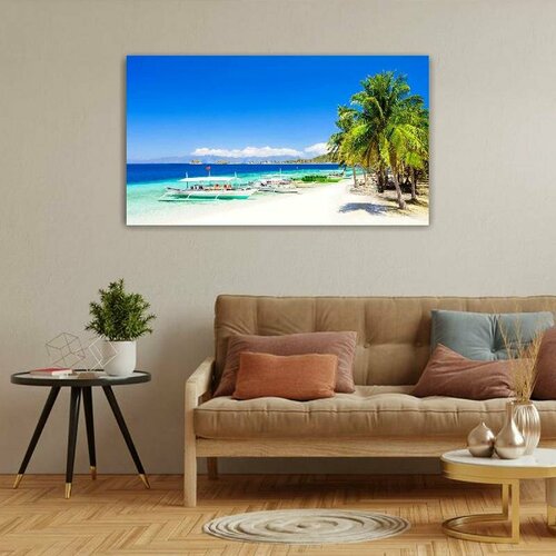 Картина на холсте 60x110 LinxOne "Тропический Рай boats" интерьерная для дома / на стену / на кухню / с подрамником