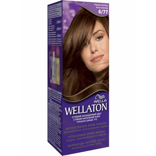Wella Крем-Краска для волос стойкая Wellaton, 6/77 Горький шоколад - 2 штук