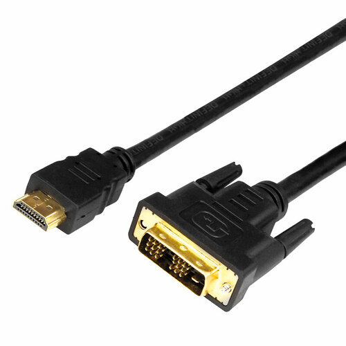 Шнур HDMI - DVI-D, 2м, Gold, с фильтрами REXANT 17-6304 (10 шт)