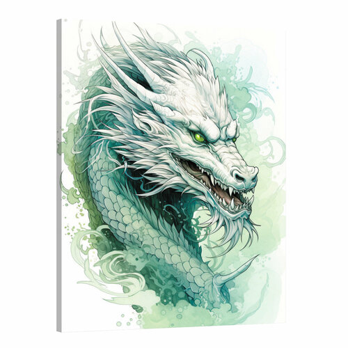Интерьерная картина 50х70 "Зеленый дракон: страж природы"