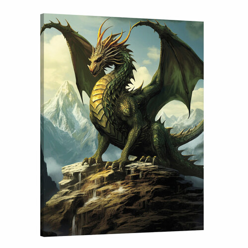 Интерьерная картина 50х70 "Зеленый дракон: власть драконов"
