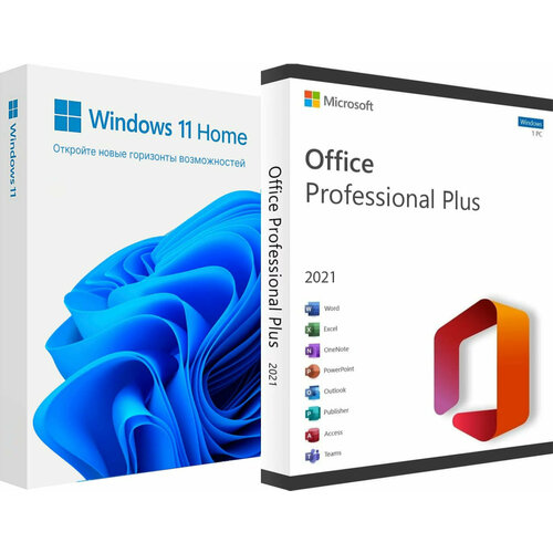 Комплект ключей Windows 11 Home + Microsoft Office 2021 Pro Plus физическая карточка