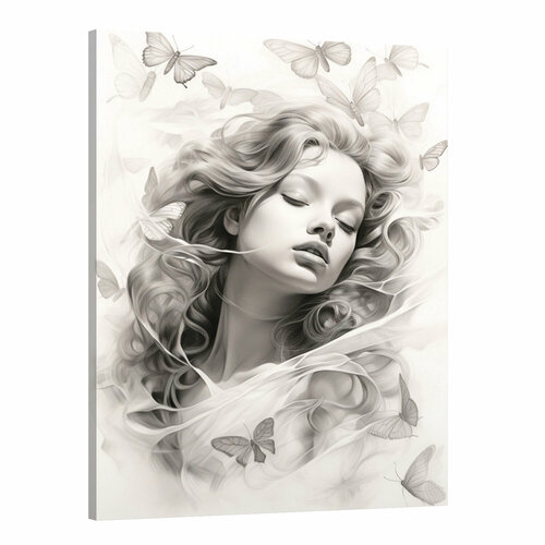 Интерьерная картина 50х70 "Девушка и бабочки"