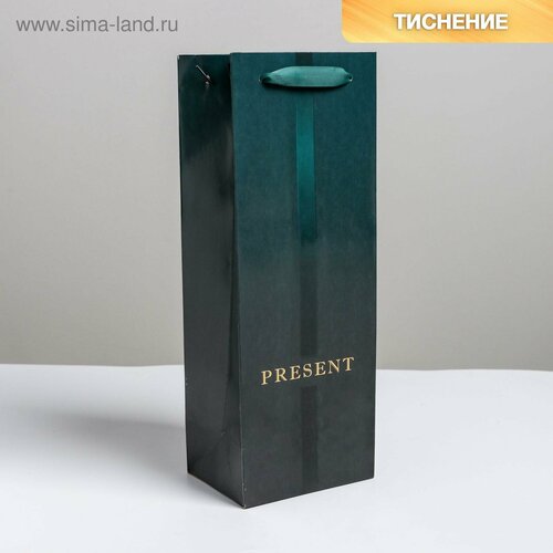 Пакет ламинированный под бутылку «Present», 13 x 36 x 10 см