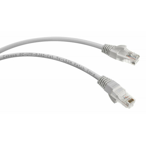 Патч-корд Cabeus U/UTP PC-UTP-RJ45-Cat.5e-0.15m-LSZH категория 5е, 2xRJ45/8p8c, неэкранированный, серый, LSZH, 0.15м